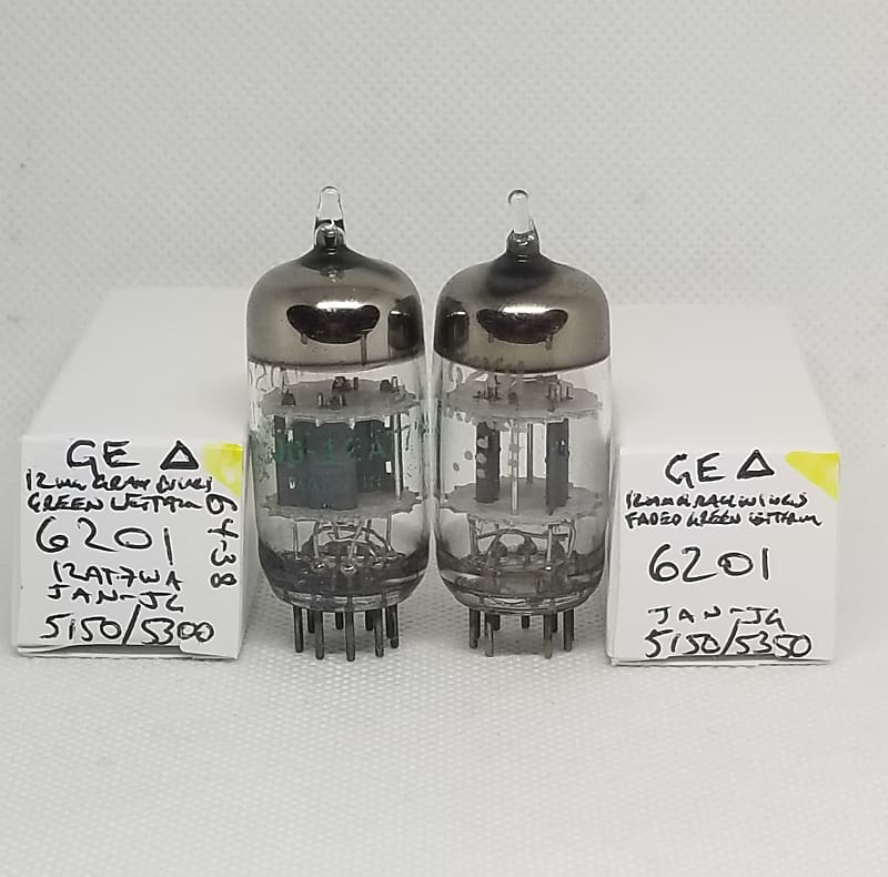 GE JAN 6201 Gray Plate Well Matched (3.7%) Pair NOS 12AT7 | Reverb