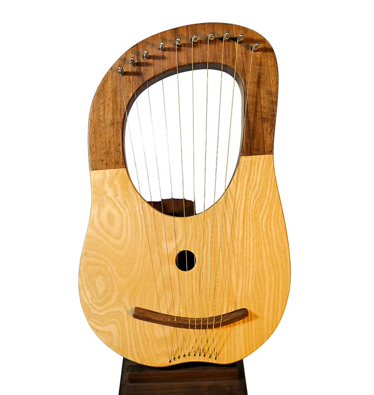10 String Lyre harp Carving, Vintage color Mahogany Lyre, | Reverb