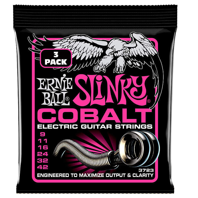 Ernie Ball Super Slinky Cobalt Electric Guitar Strings 3 Pack | Reverb