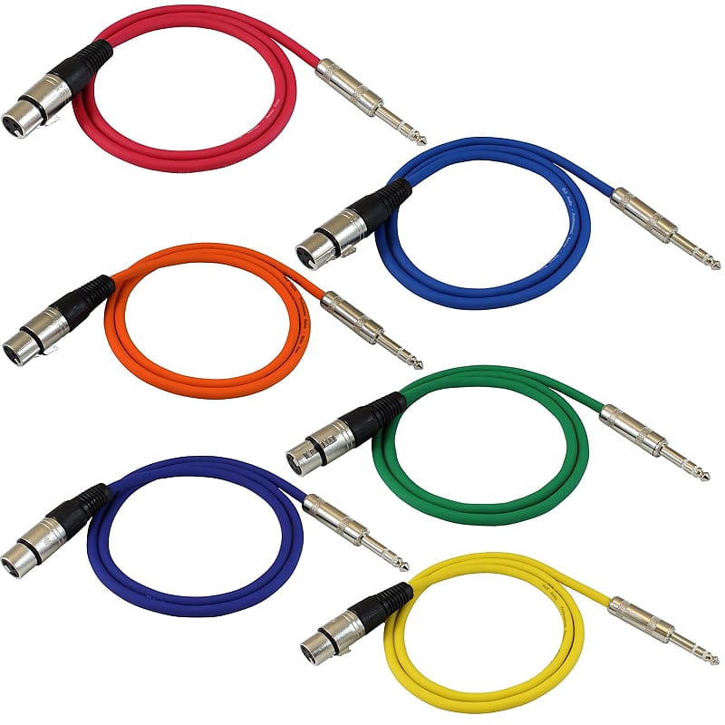 3Ft Patch Cable Cords - Xlr Female To 1/4" Trs Color Cables - | Reverb