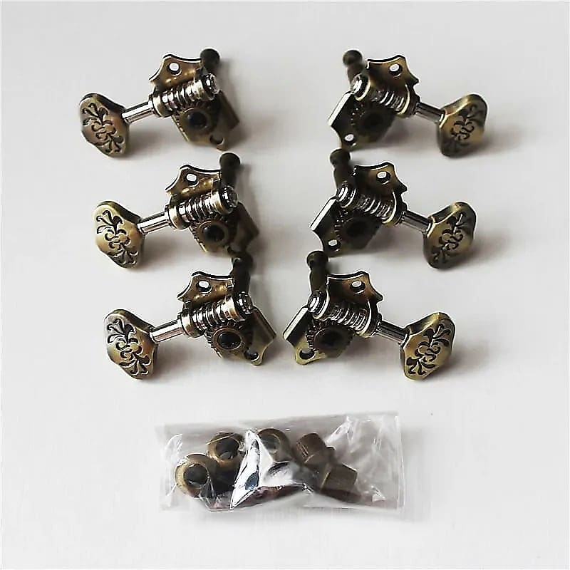 Bronze Vintage Open Gear Guitar Tuning Pegs 3R3L Machine | Reverb