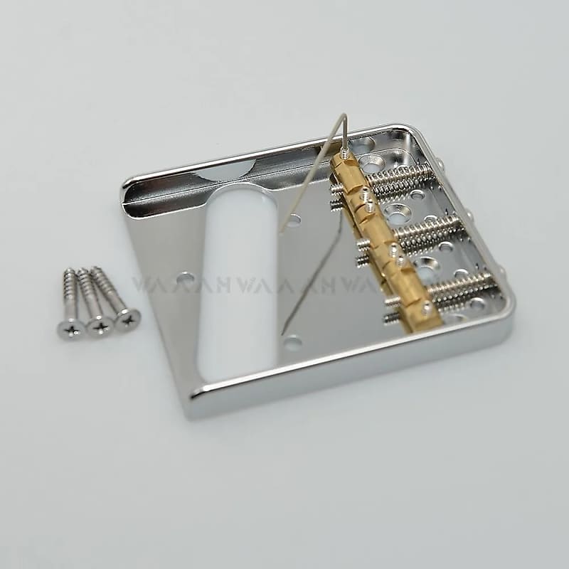 Aluminum Guitar Vintage Tele Style Bridge with Brass Saddles | Reverb