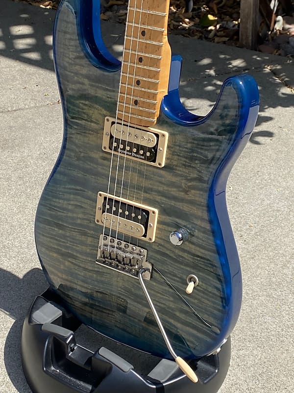 Warmoth Super Strat Blue Jean Finish Flame Maple Top Birdseye | Reverb