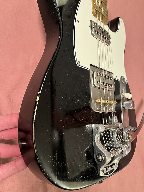 MJT telecaster in relic Danelectro black sparkle with Custom | Reverb