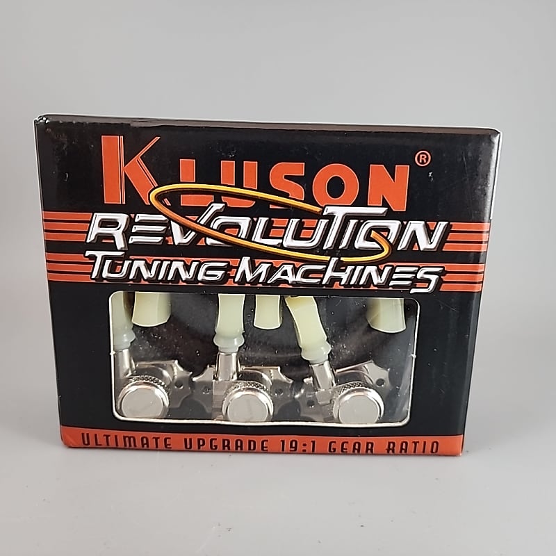 Kluson Revolution Locking Tuners 3x3 Pearloid Keystone Button | Reverb