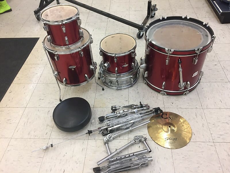 Percussion Plus Drum Set, 5 Piece Set, Brush Red | Reverb Australia