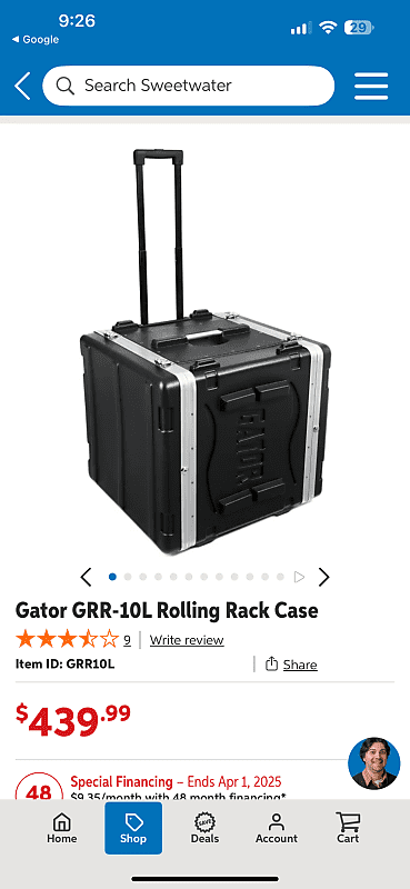 Gator GRR-10L Rolling 10U Rack Case - Black | Reverb