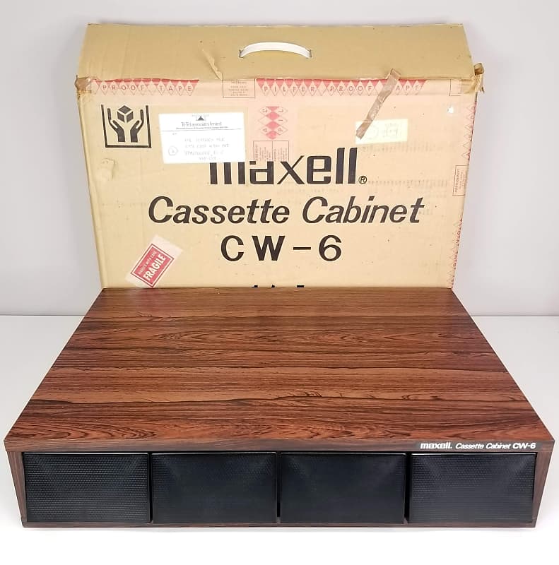 Vintage Maxell Wooden Cassette 64-Tape Cabinet Holder | Reverb Canada