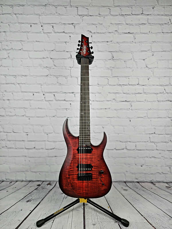 Schecter Sunset 7 Extreme 7 String Electric Guitar Scarlet | Reverb