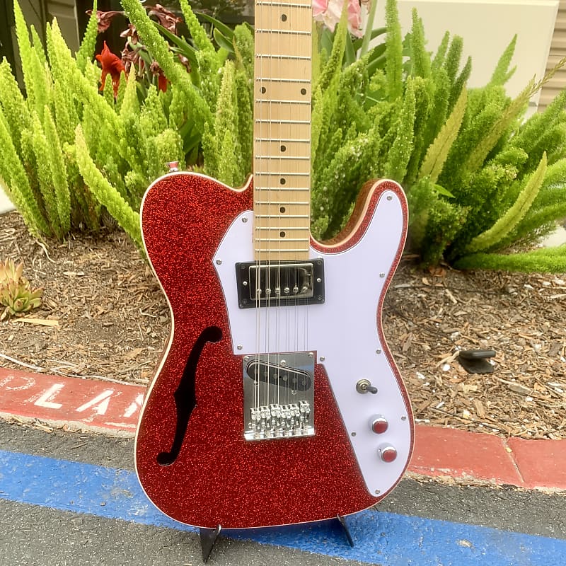 2023 Bell & Hern Custom Thin Line 12 String "Cherry Red | Reverb