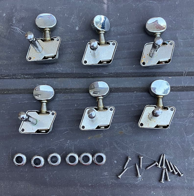 Encore Stratocaster Machinehead Tuners x6 inc Ferrules and | Reverb