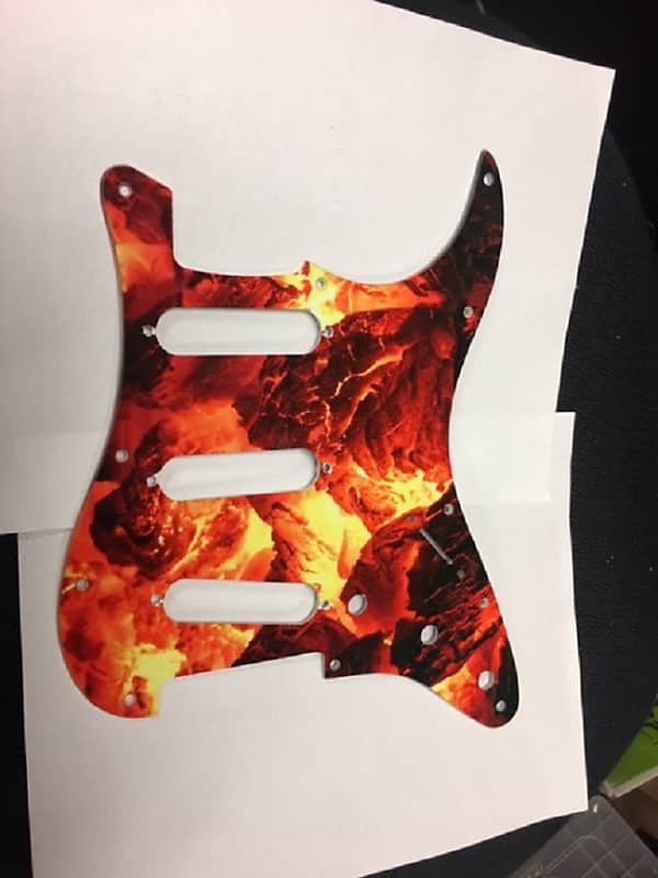 Greasy Groove Stratocaster Pickguard & Backplate Fire Ember | Reverb