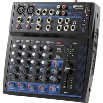 Gemini GEM-8USB Compact 8-Channel Bluetooth Audio Mixer with | Reverb
