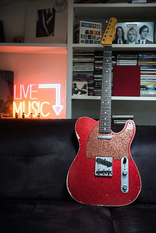 Fender telecaster custom 2016 - red sparkle relic custom shop | Reverb