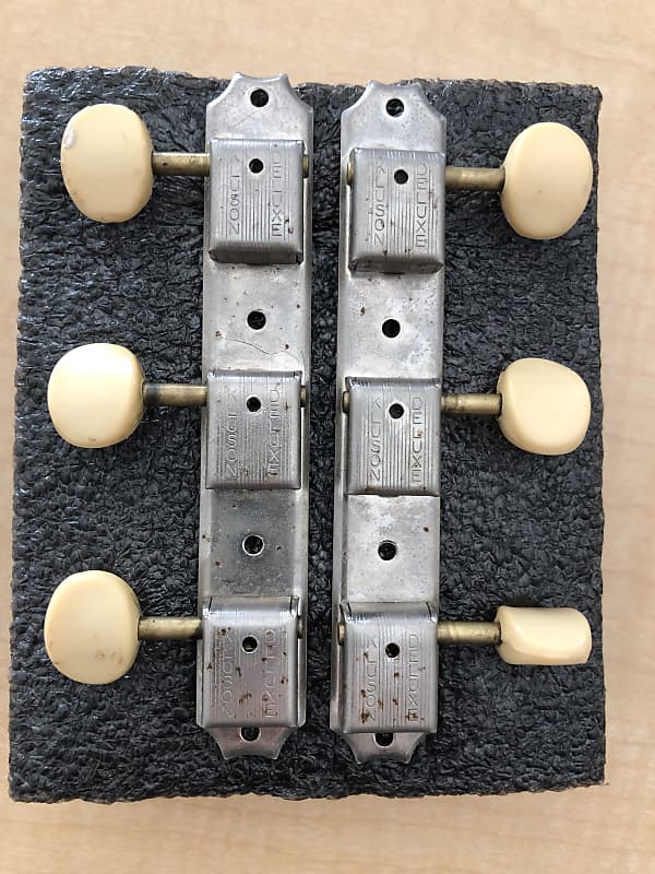 Vintage Double Line Kluson Deluxe Ivory Tuners 3x3 complete | Reverb