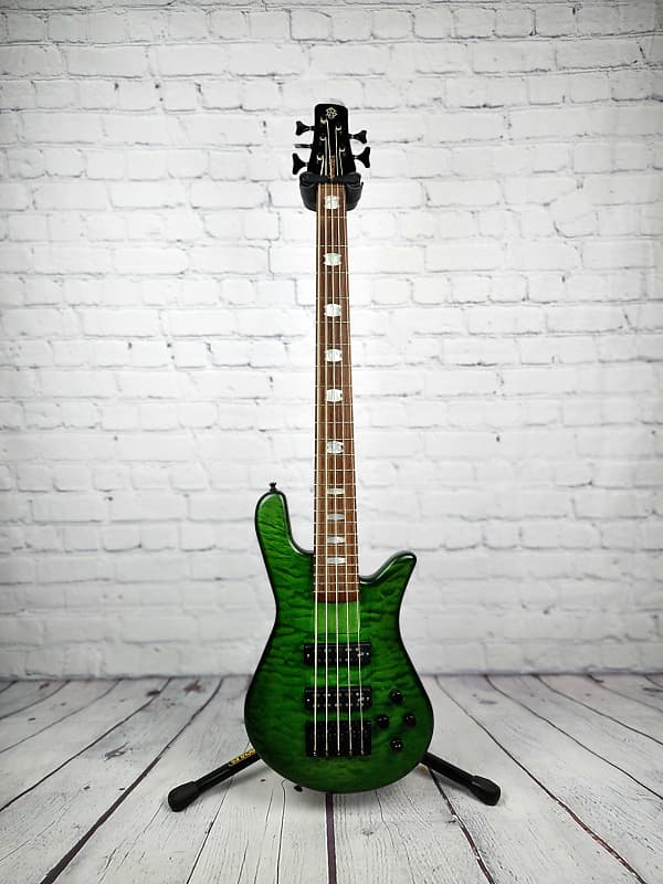 USED Spector USA NS5-H2 5 String Bass Quilt Maple Green Matte | Reverb