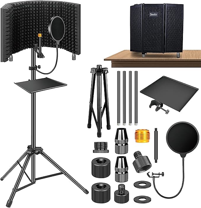 Microphone Isolation Shield with Pop Filter & Tripod Stand, | Reverb