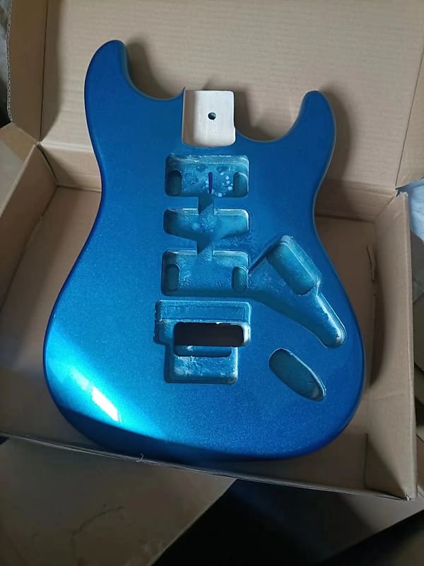 Metallic Blue Strat Style Guitar Body with Double Locking | Reverb