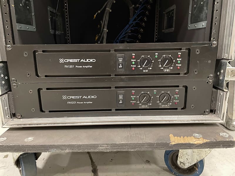 2 Crest Audio FA1201 power amps with road case | Reverb