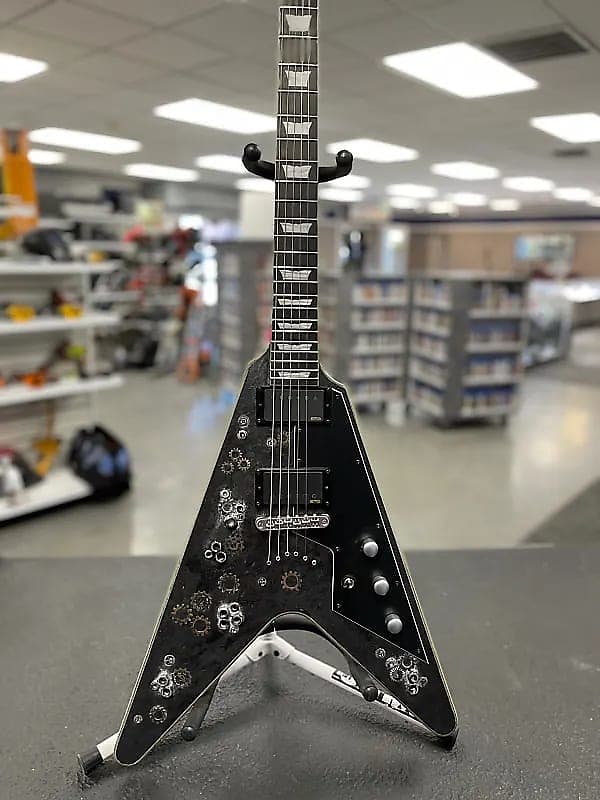Schecter Platinum Series Black Six String Flying V Customized | Reverb