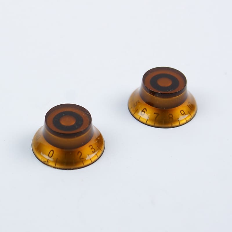 2x Electric Guitar Knobs Top Hat Bell Style ,Amber/dark | Reverb UK