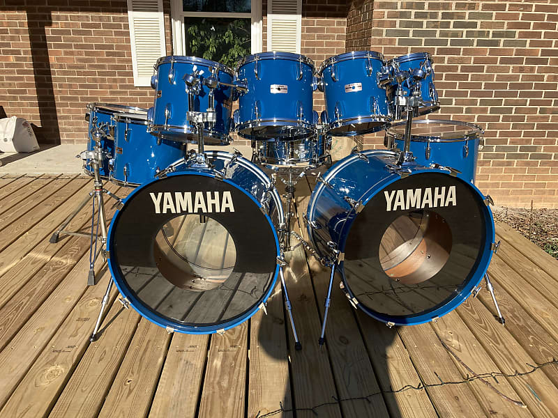 Yamaha 8000 Series Drums Birch/Mahogany mid 1980s cobalt blue | Reverb