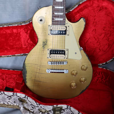 Gibson Les Paul gold top superb relic and mock snakeskin | Reverb UK