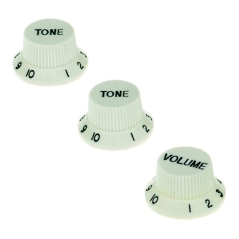 fender 3 mint 1999 white stratocaster guitar control knobs - | Reverb