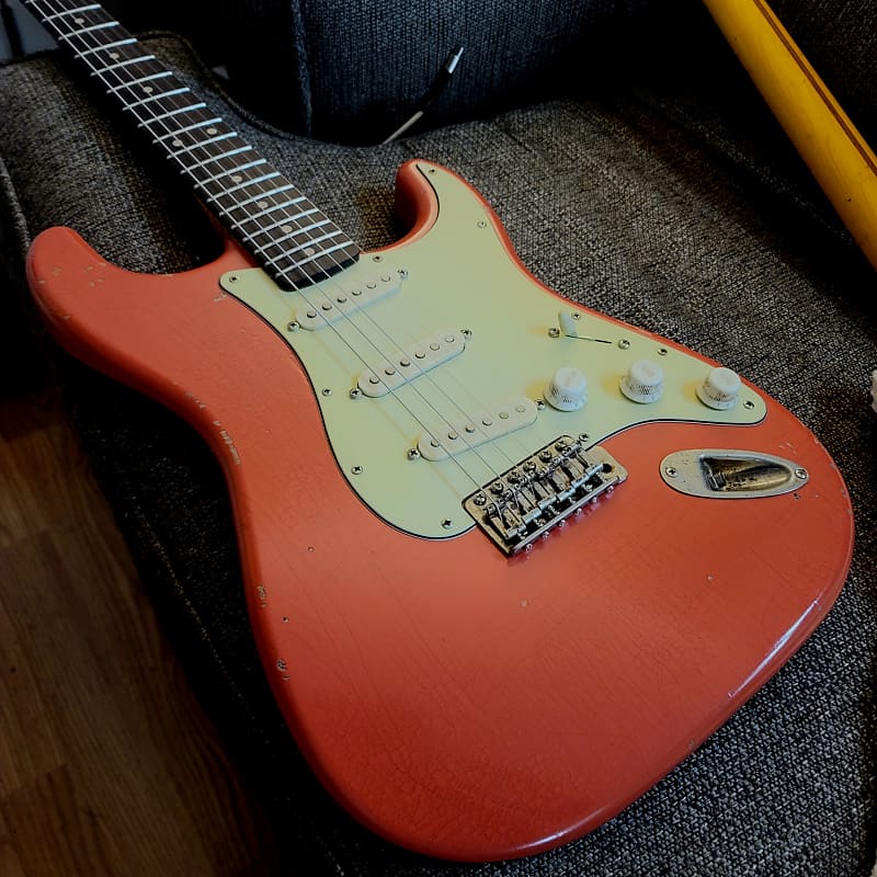 Custom Strat 2023 Aged Fiesta Red Nitro | Reverb