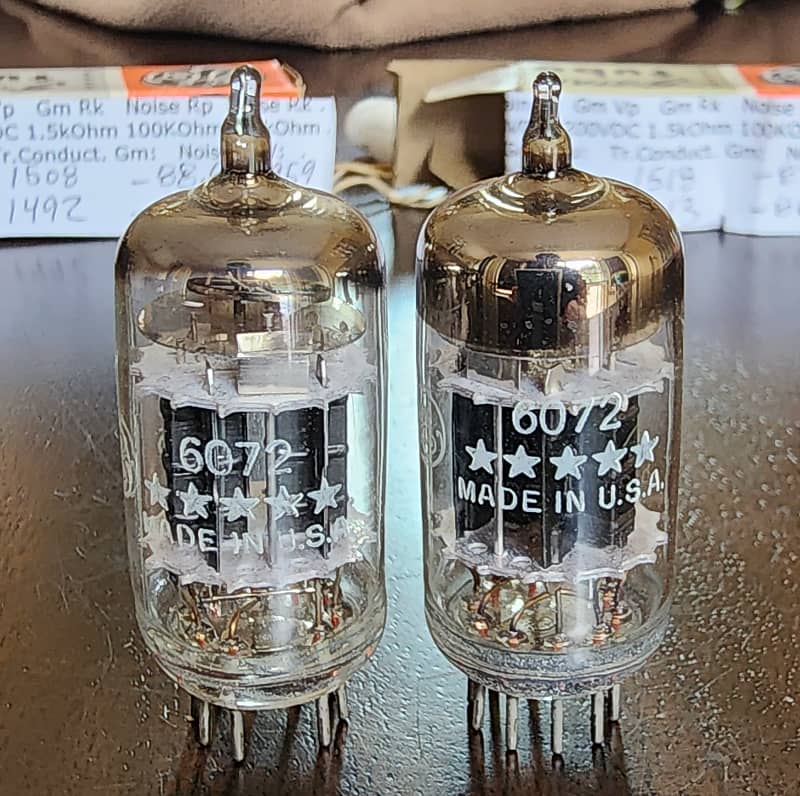 G.E Matched Pair 1959 6072 Tube Tests NOS for C12 251 | Reverb