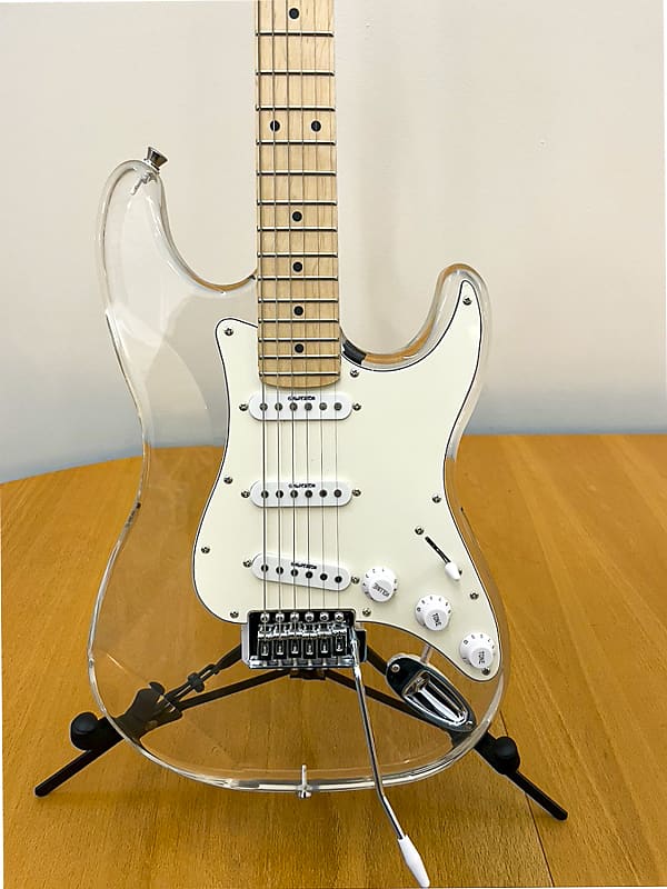 Galveston Clear Acrylic Stratocaster Guitar | Reverb