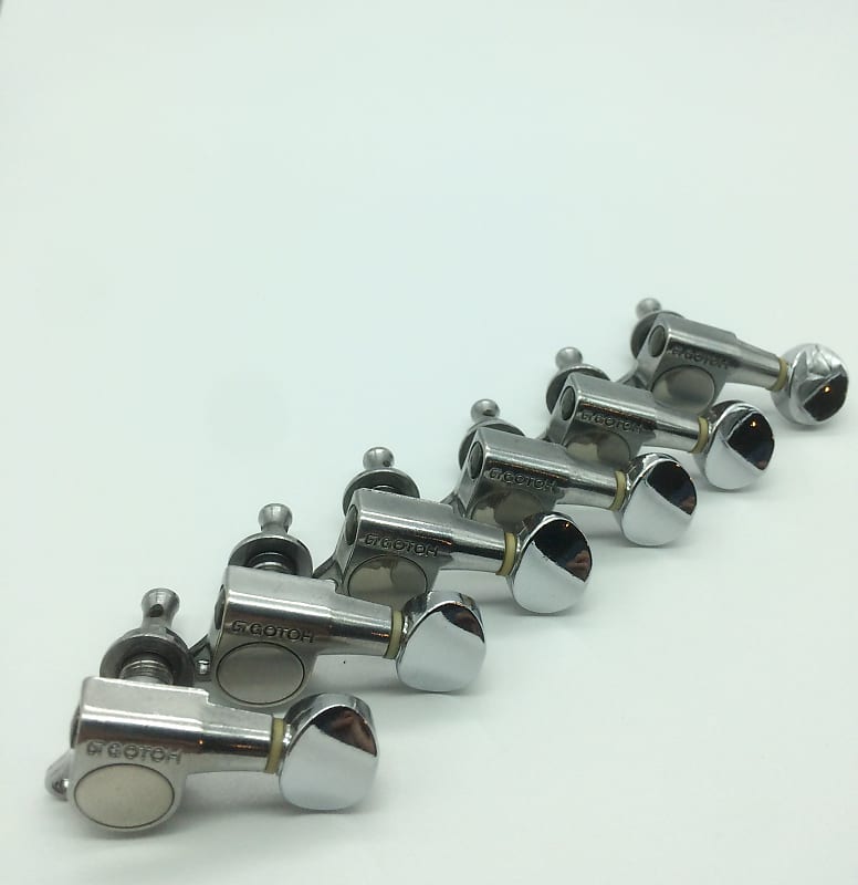 Gotoh Vintage 6 In-Line Oval Button Tuners 1980's Chrome | Reverb