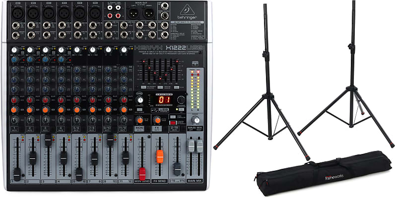 Behringer Xenyx X1222USB Mixer with USB and Effects Bundle | Reverb
