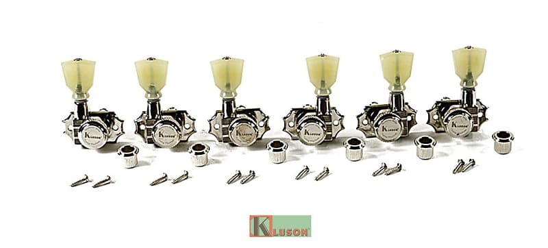 Kluson Revolution Locking Tuners 3x3 Pearloid keystone button | Reverb