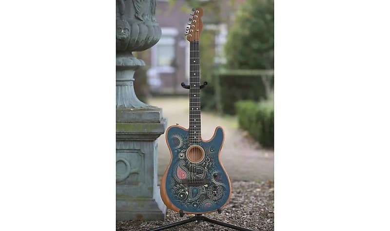 Rare Fender USA Acoustasonic Blue Paisley Telecaster | Reverb