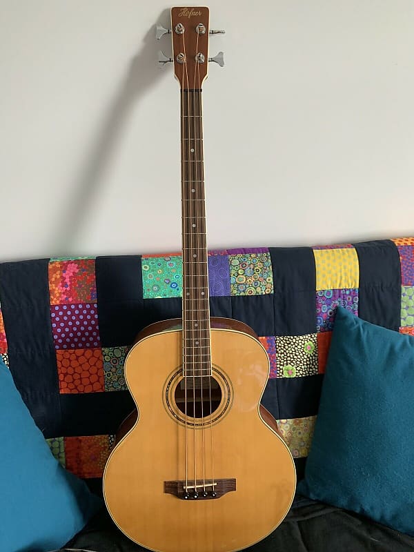Hofner acoustic / electric Bass guitar- model HAB-01E, Sienna | Reverb