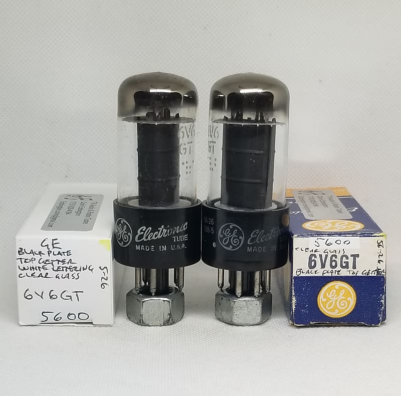 GE 6V6GT Clear Glass Black Plate Perfectly Matched Pair NOS | Reverb