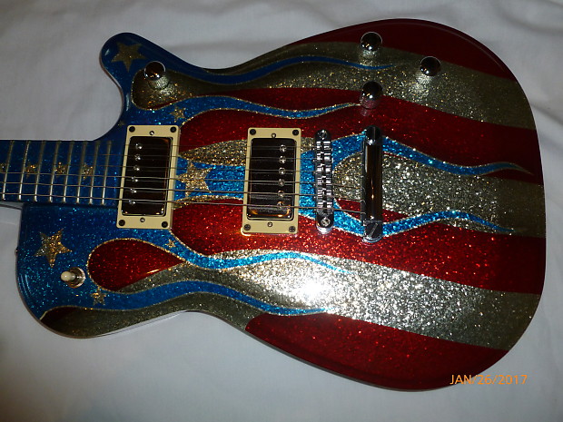 GMP Roxy Stars and Stripes Sparkle Guitar featured in | Reverb