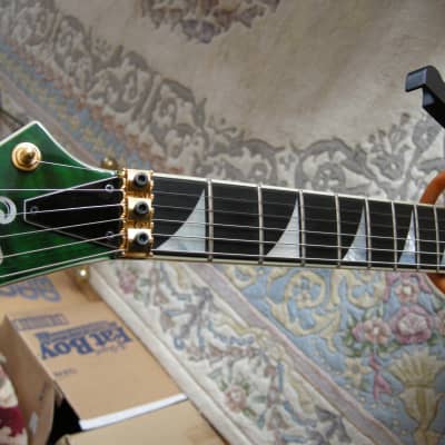 Jackson Explorer 1995-Jade transparent Green gold hardware , | Reverb