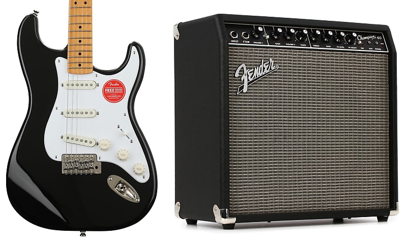 Squier Classic Vibe '50s Stratocaster - Black Bundle with | Reverb