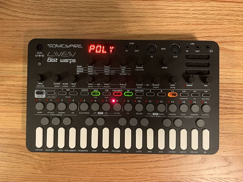 Sonicware Liven 8bit Warps 27-Key Synthesizer Groovebox | Reverb