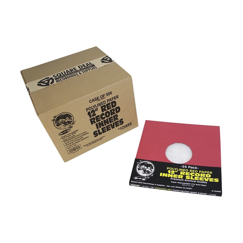 (500) 12" Red Paper Plastic Record Heavyweight Polylined | Reverb