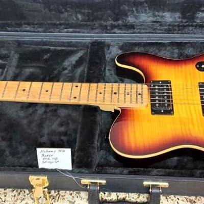 Model T (Tele style) - Flamed Tri-Tone Burst Top, Black Back | Reverb