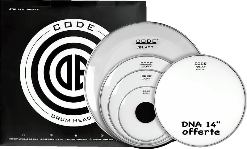 Code Drumheads FPLAWCLRF - Tom full pack law clear fusion | Reverb