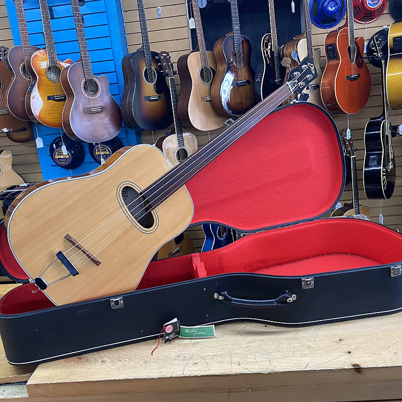 Eko B.A/4 Fretless Acoustic Bass Guitar w/ Hard Shell Case | Reverb