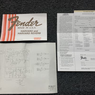 Fender Harvard & Harvard Reverb Owners Manual Early 80’s | Reverb