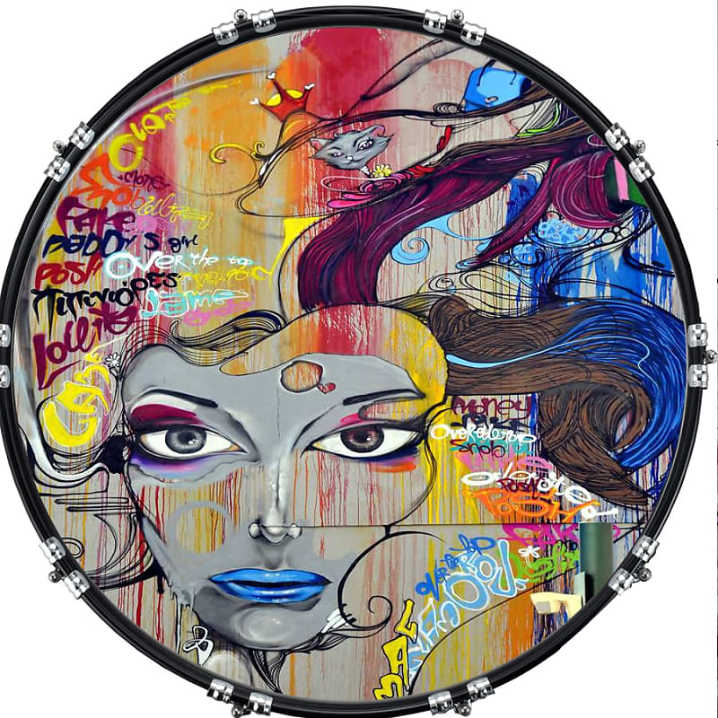 Custom Graphical 22" Kick Bass Drum Head Skin | Reverb Canada