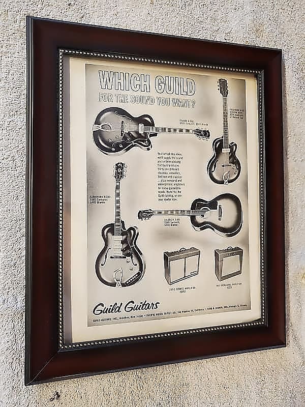 1961 Guild Guitars Promotional Ad Framed X-500, X-350, M-65, | Reverb