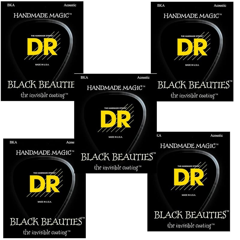DR Guitar Strings Acoustic 5-Pack K3 Black Beauties Coated | Reverb UK