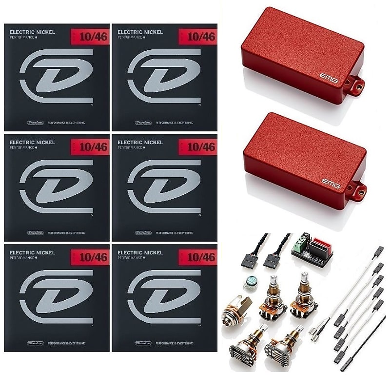 EMG HZ H4 & H4A PASSIVE RED HUMBUCKER PICKUP SET w/ LONG | Reverb